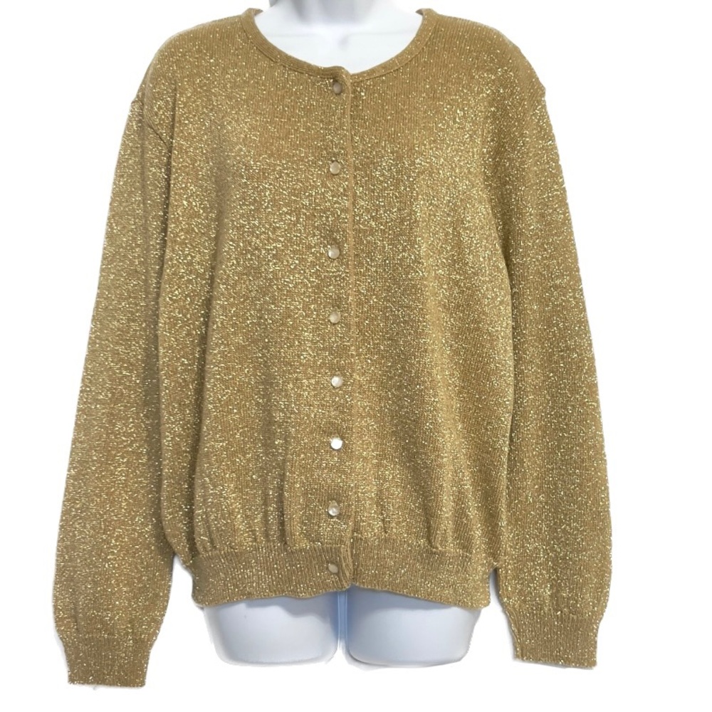Vintage Bentley Gold Metallic Stitch Sweater Cardigan… - Gem